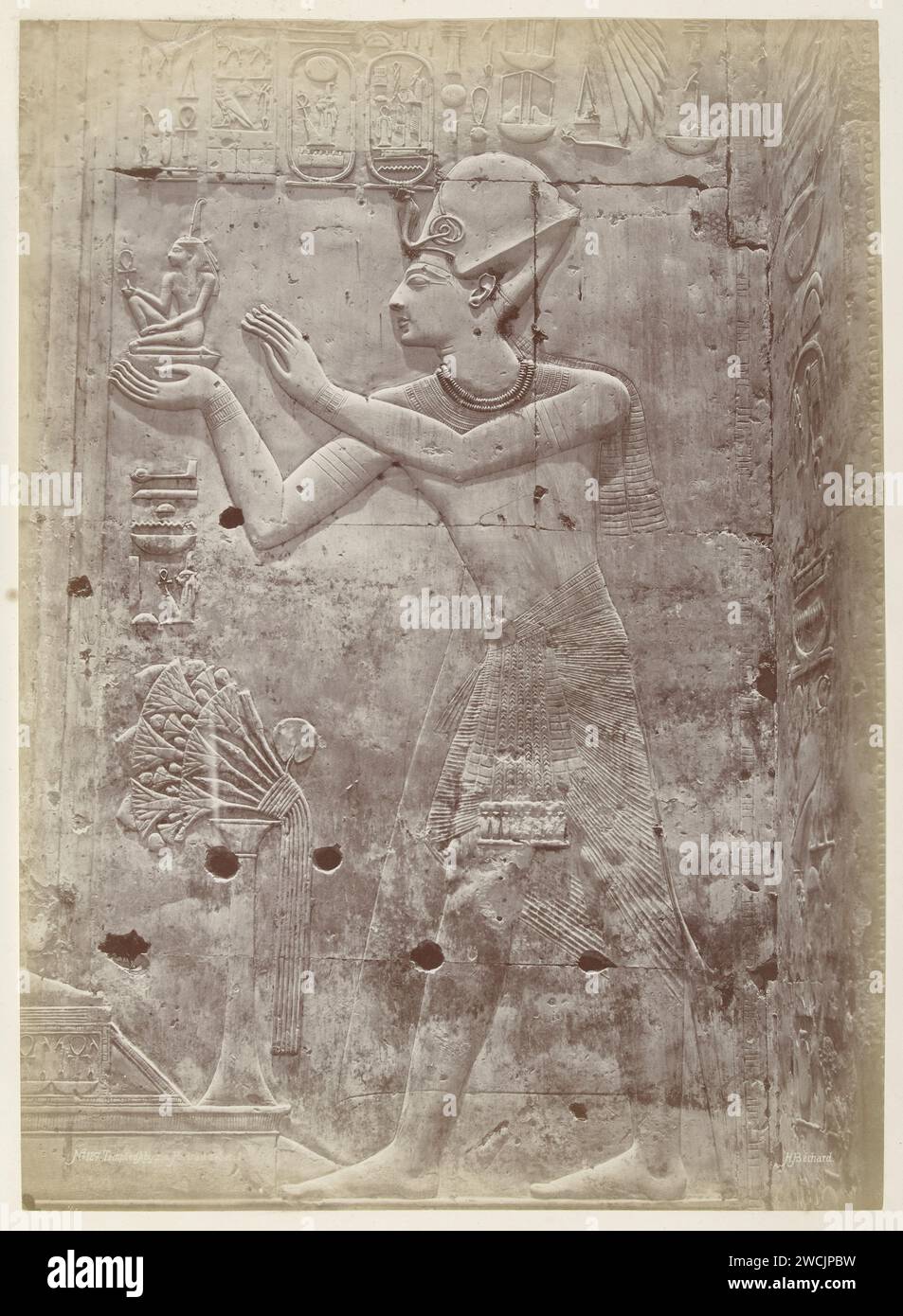 Relief on the temple of Seti I in Abydos, Egypt, Henri Béchard, After ...