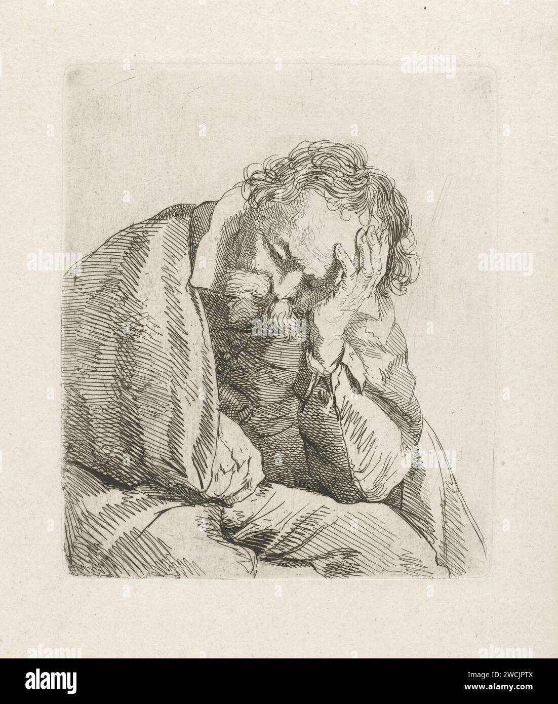 Portrait of sleeping old man, Johannes Pieter de Frey, after Jan ...