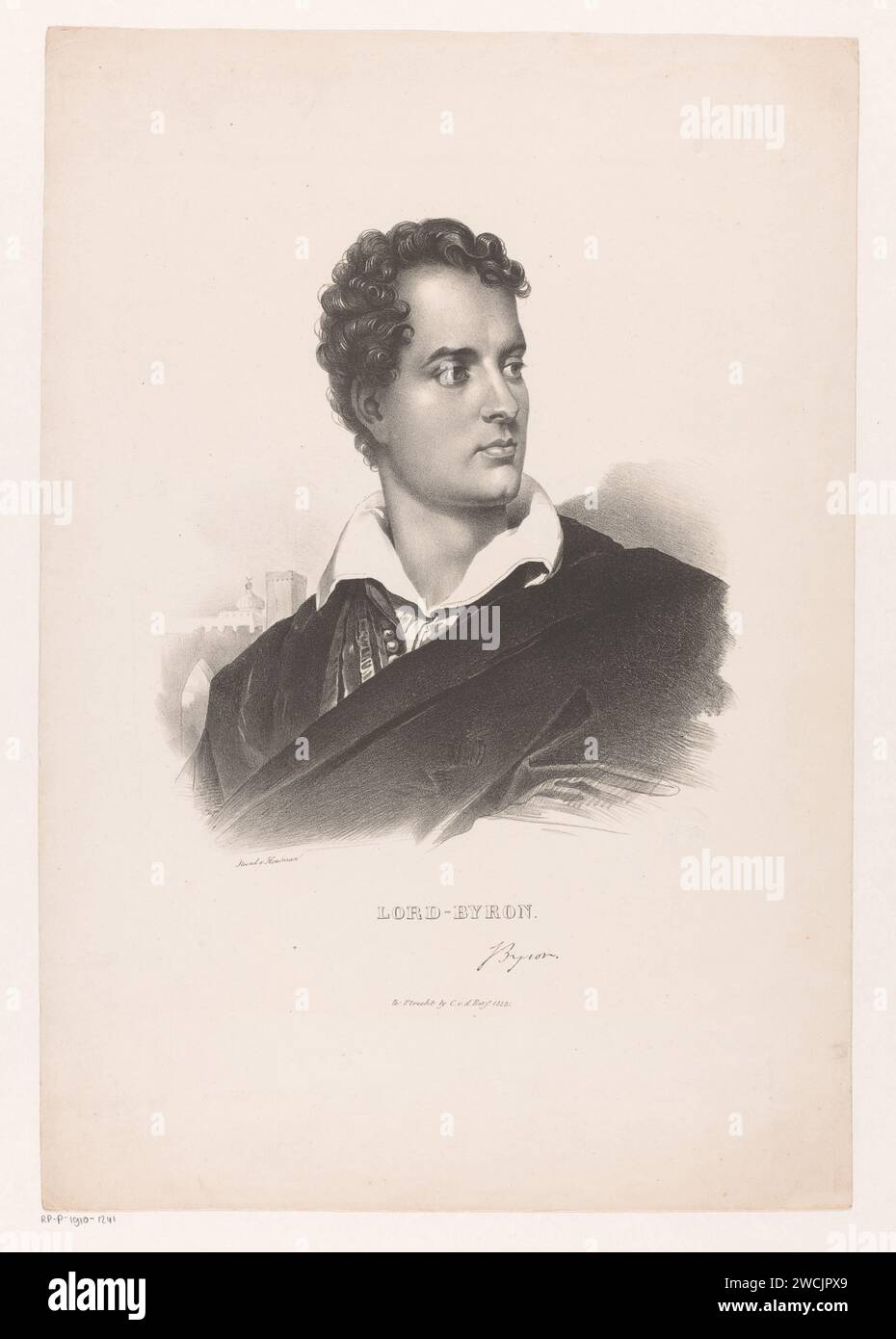 Portrait of Lord Byron, Anonymous, Johannes Paulus Houtman, 1832 print ...