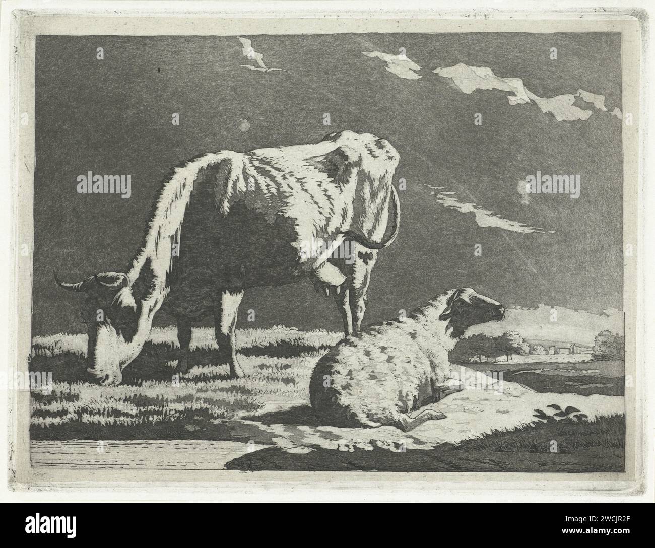 Landscape with cow and sheep, Frédéric Théodore Faber, 1837 - 1840 ...