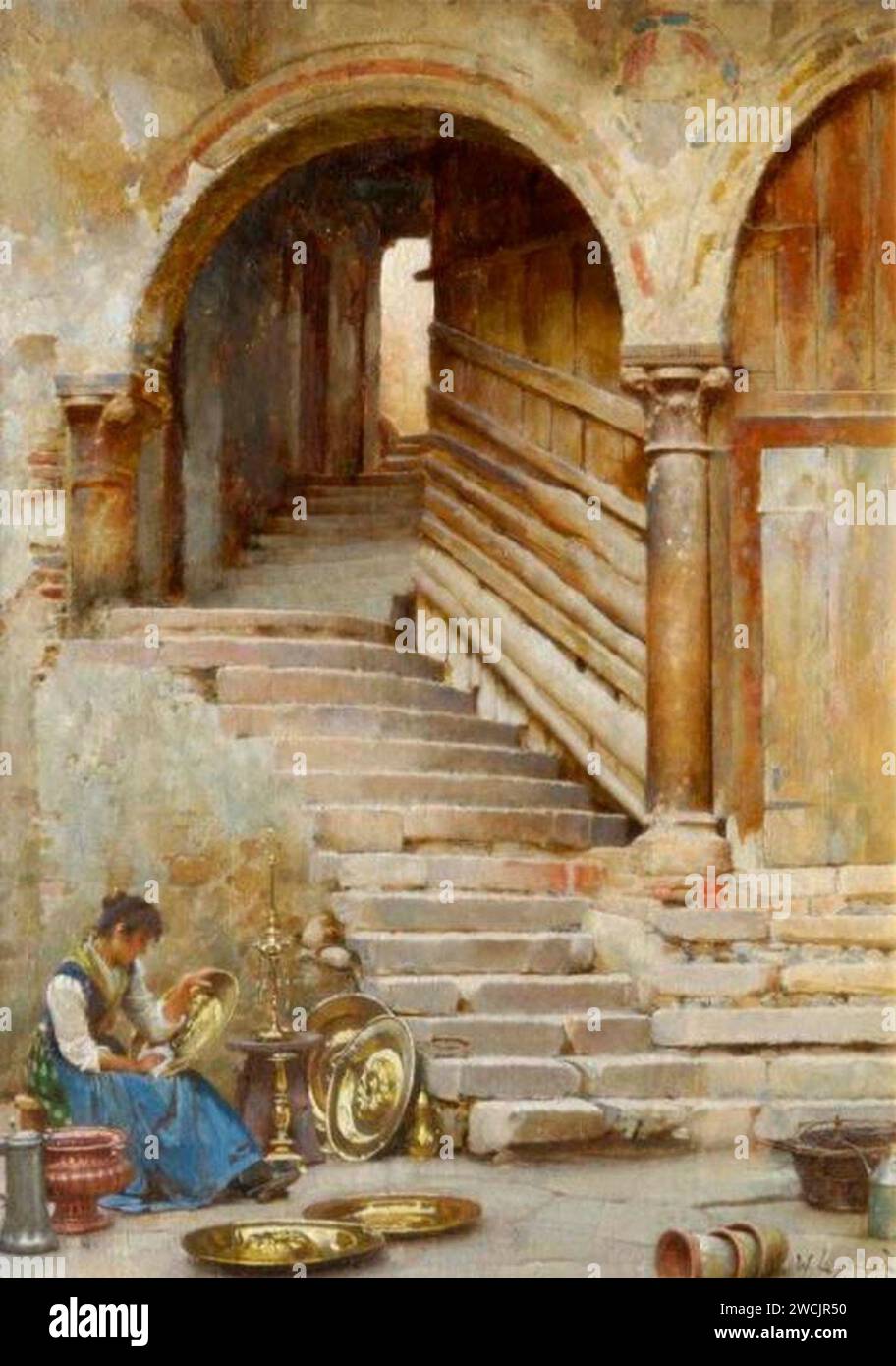 A Courtyard in Verona - William Logsdail Stock Photo - Alamy