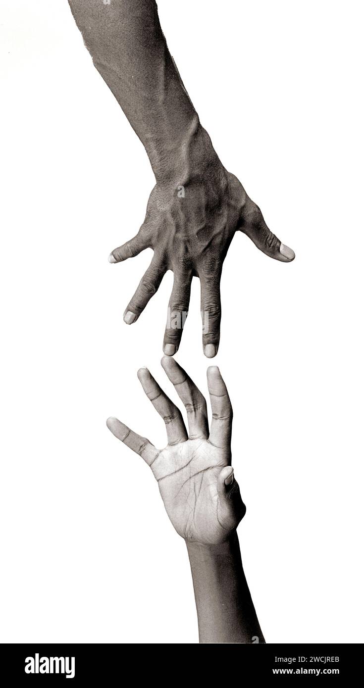 Two Hands Reaching Towards Each Other in Gesture Stock Photo - Alamy