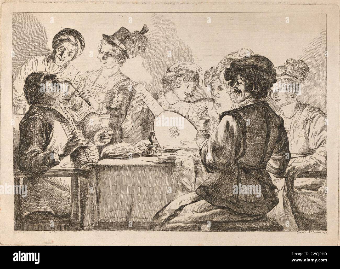 Vintage etching dinner hi-res stock photography and images - Alamy