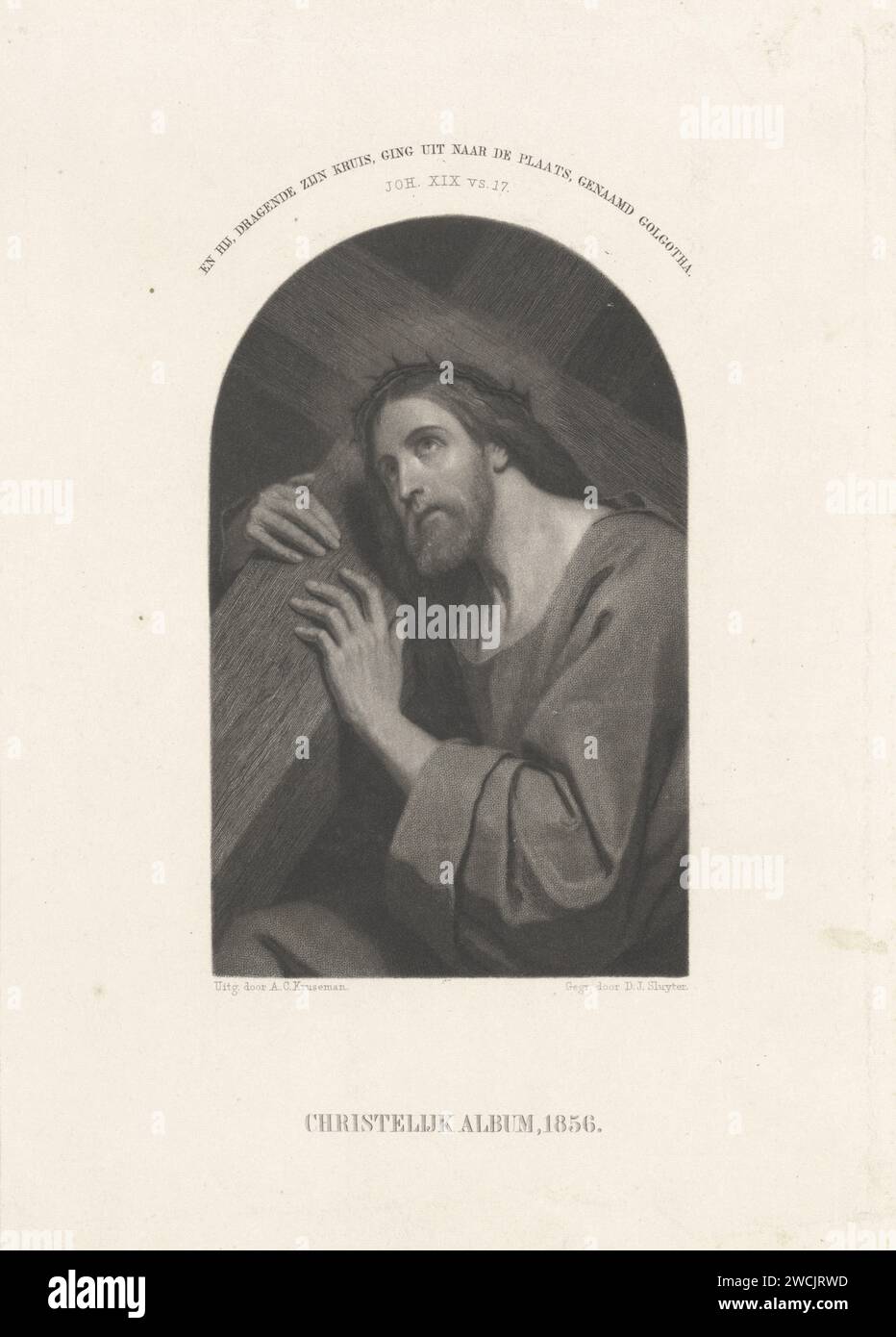 Christ with the Cross, Dirk Jurriaan Sluyter, After Ary Scheffer, in or ...