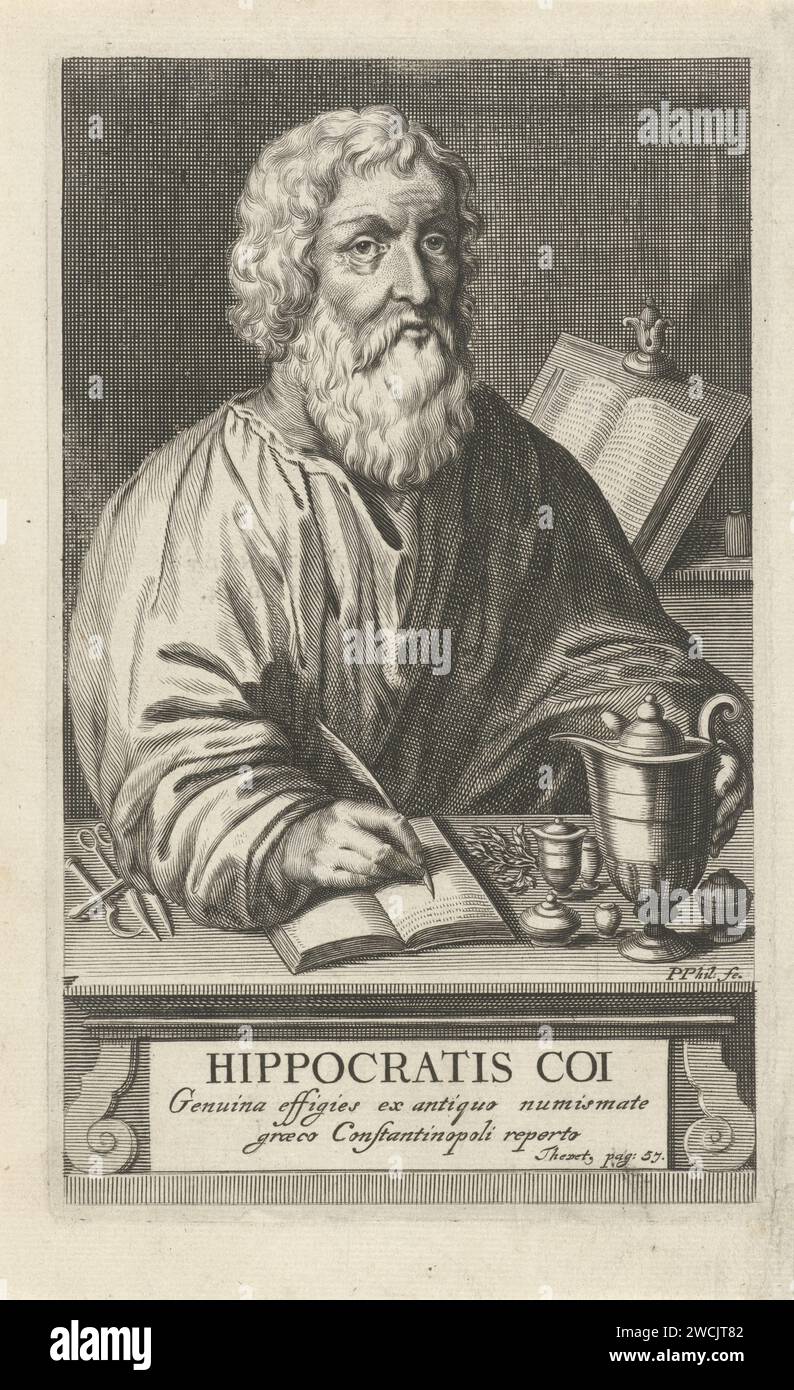 Portrait of Hippocrates van Kos, Pieter Philippe, 1635 - 1702 print The ...