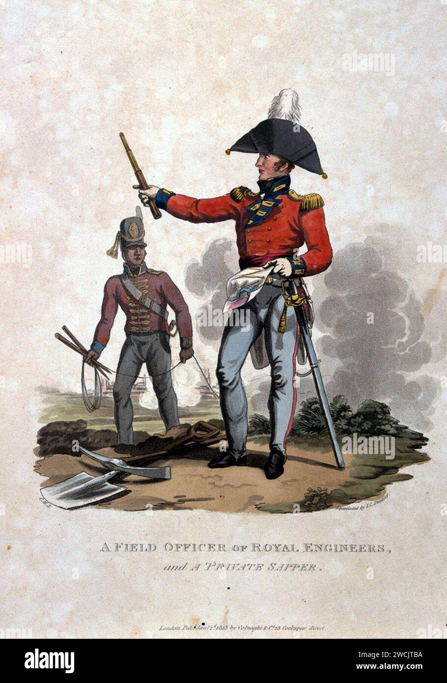 A Field Officer of Royal Engineers and a Private Sapper, 1812 Stock ...