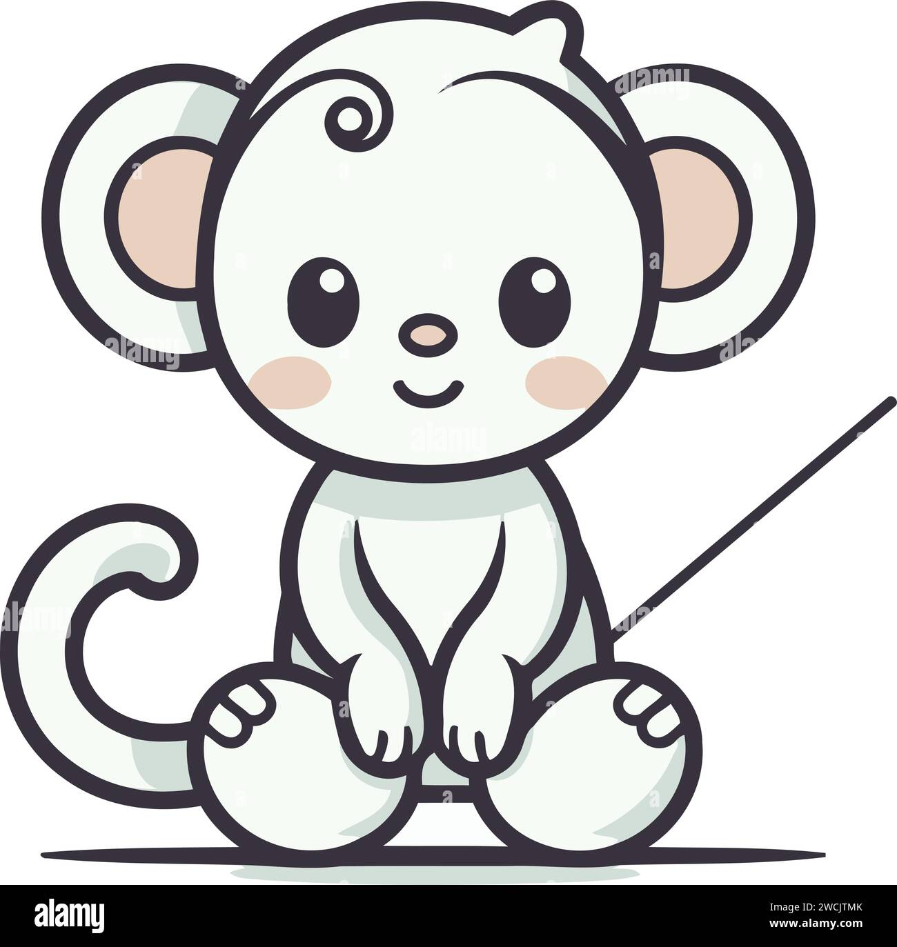 Cute cartoon monkey on white background. Vector illustration in a flat ...
