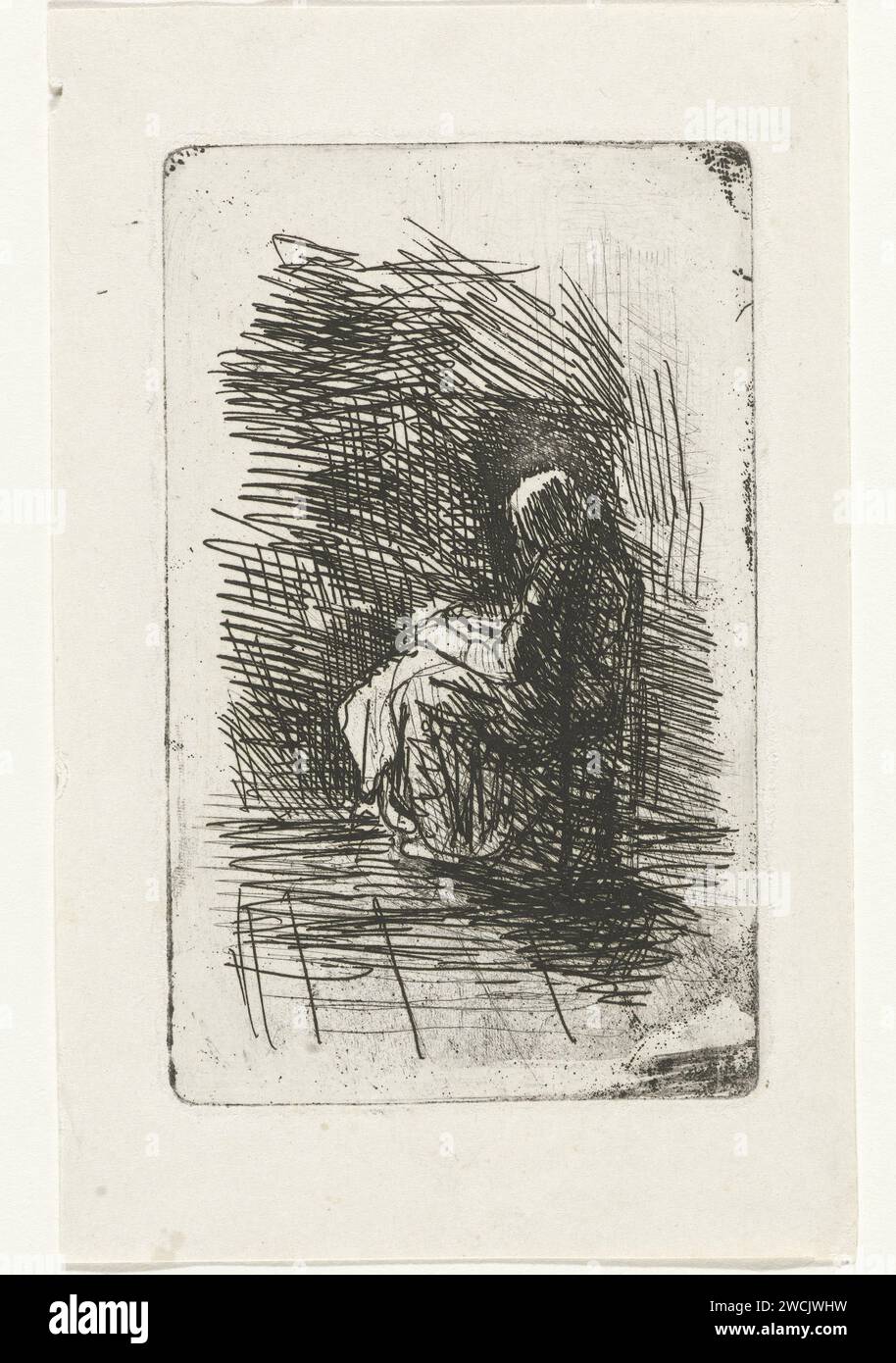 Sitting woman, Joseph Israëls, 1835 - 1888 print Sitting woman on a ...