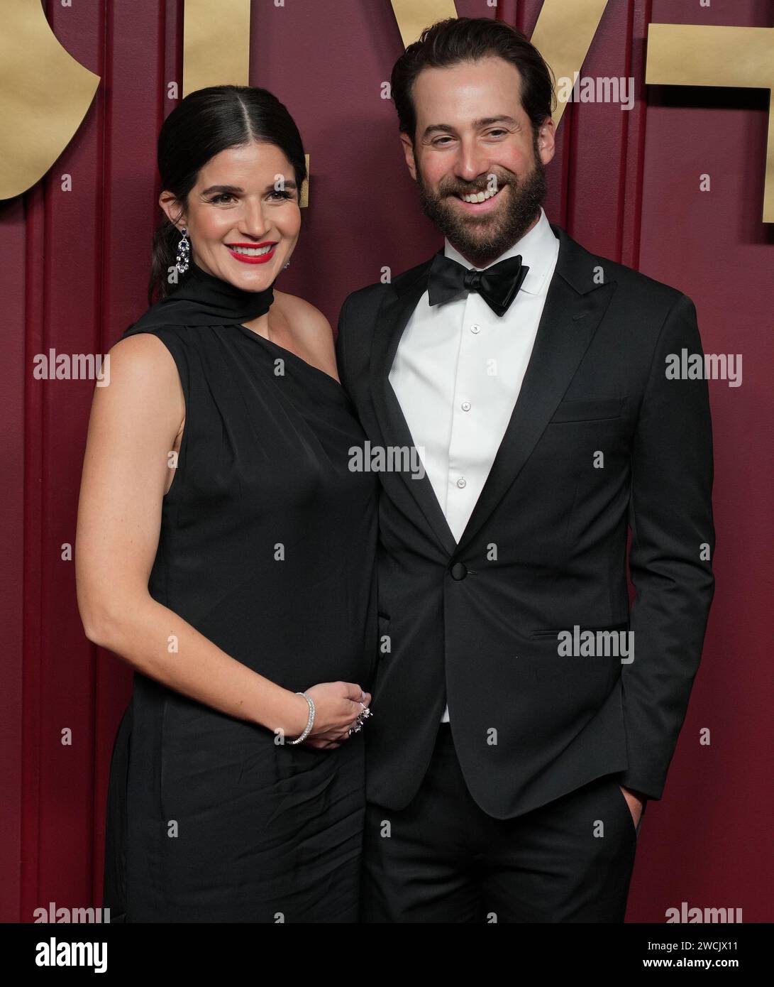 Los Angeles, USA. 15th Jan, 2024. (L-R) Liza Katzer and Guest arrives ...