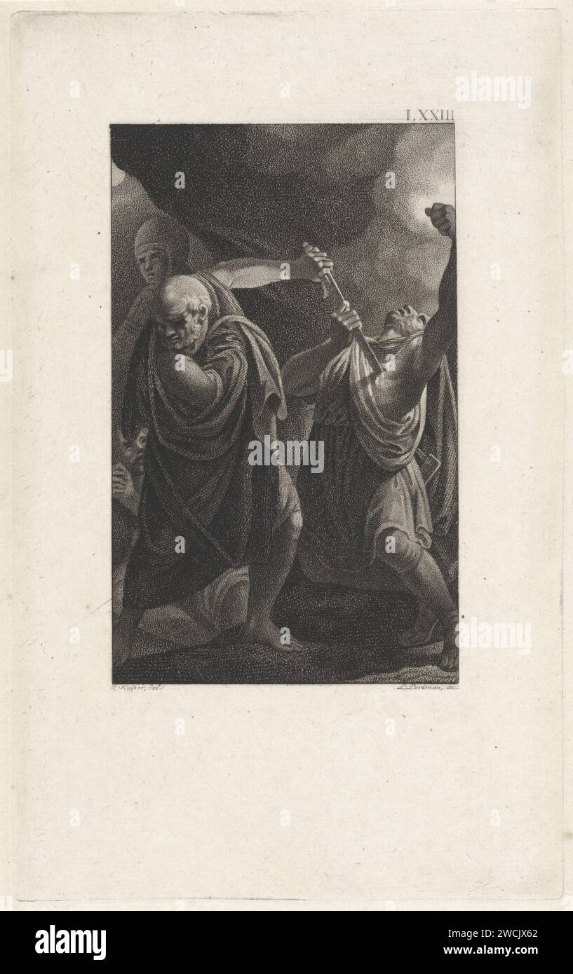 Death of Marcus Junius Brutus, Ludwig Gottlieb Portman, after Jacques ...