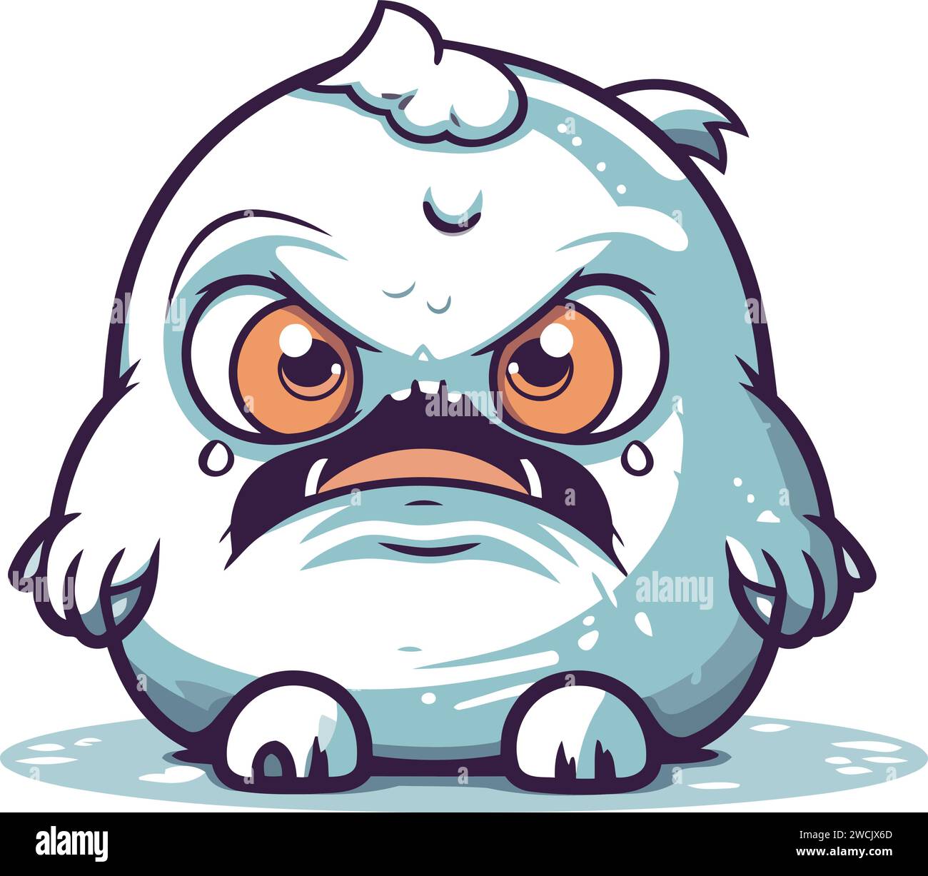 Angry cartoon monster. Vector illustration on white background. Emoji ...