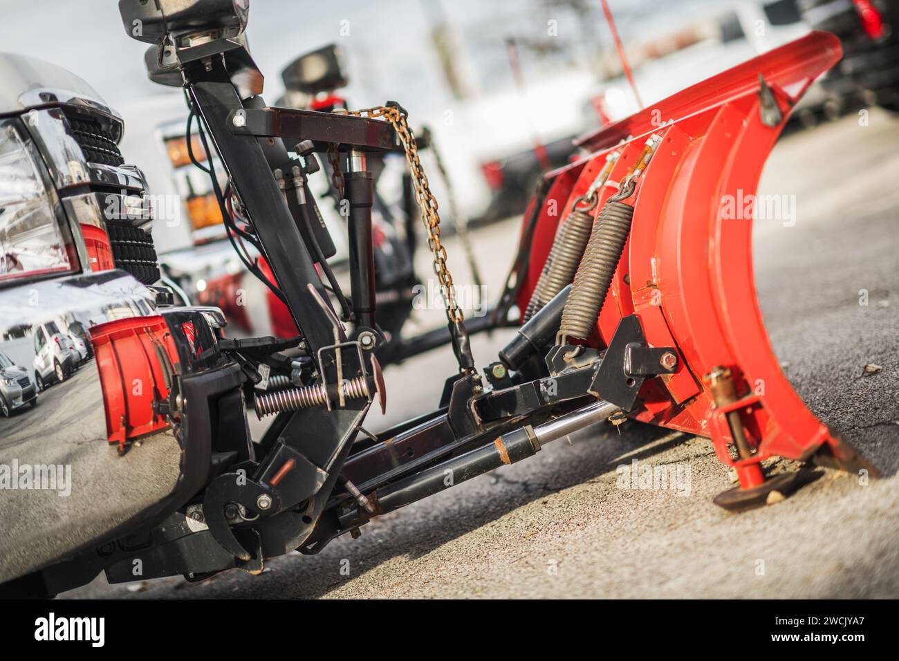 Pickup Truck Snow Plower Ready For a Winter Close Up Stock Photo - Alamy