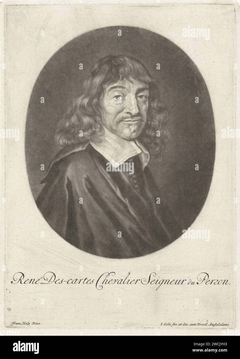 Portrait of René Descartes, Jacob Gole, after Frans Hals, 1670 - 1724 ...