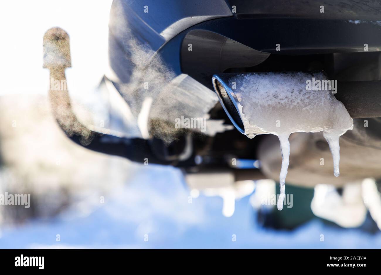 Motala, Sweden. 16th, January, 2024. Seasonal weather, exhaust gases ...