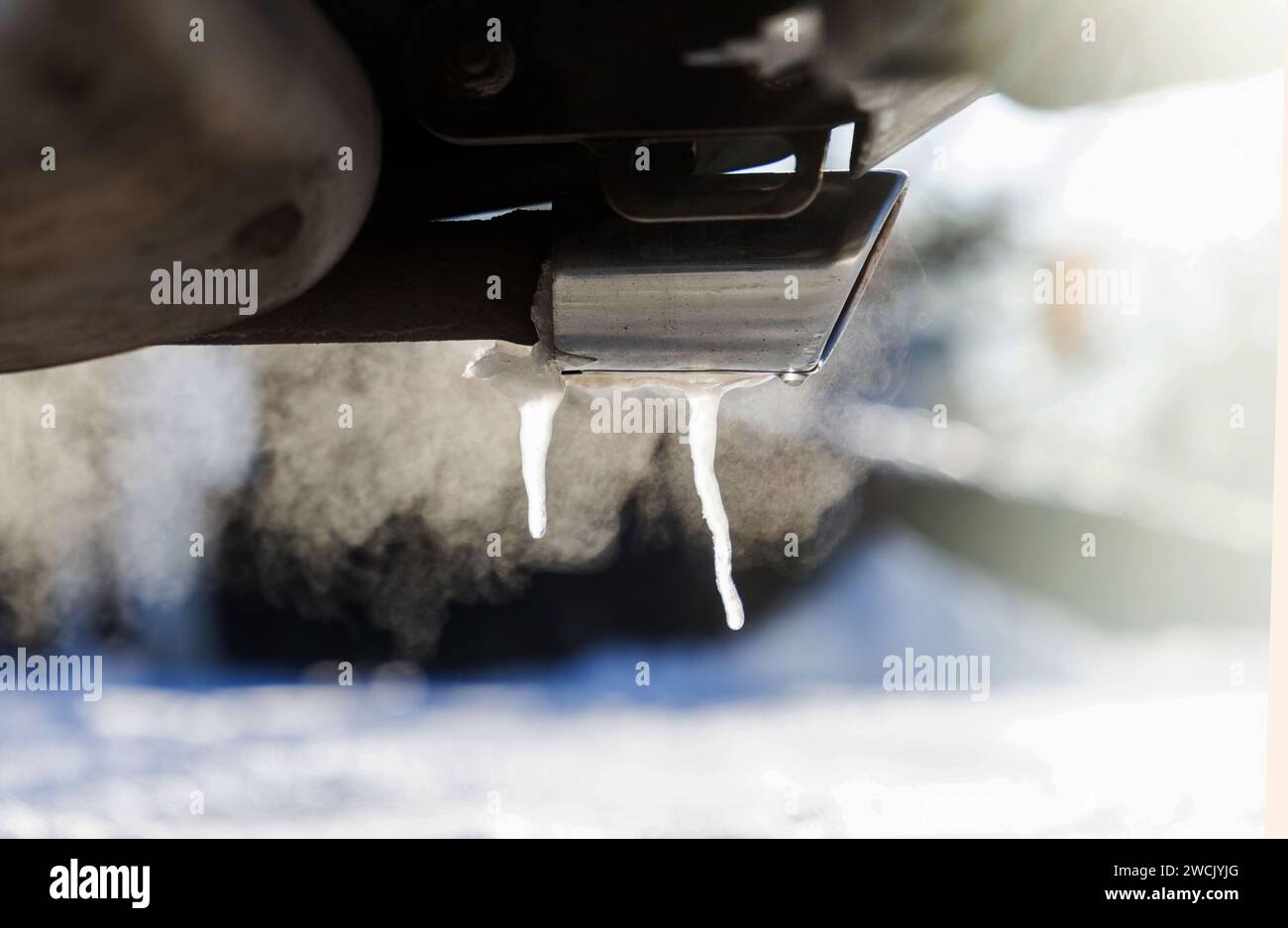 Motala, Sweden. 16th, January, 2024. Seasonal weather, exhaust gases ...