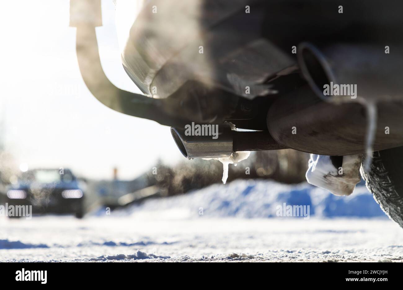 Motala, Sweden. 16th, January, 2024. Seasonal weather, exhaust gases ...