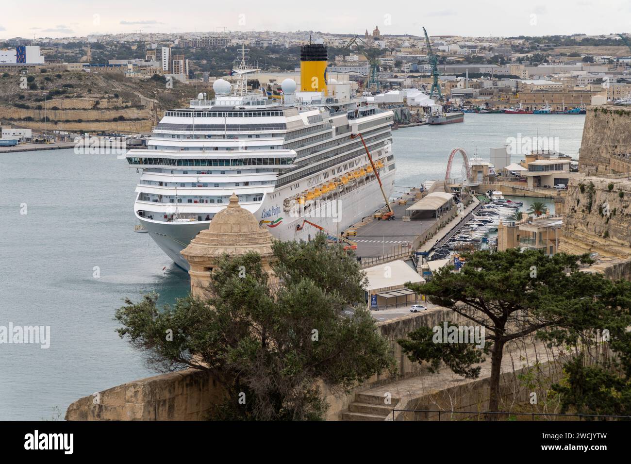 Malta - December 3, 2023: Cruise ship Costa Pacifica docked at the port ...