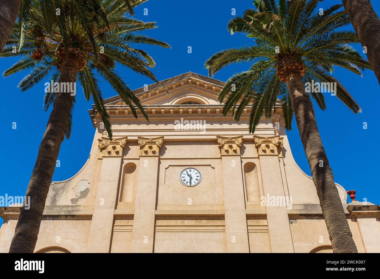 Ile Rousse, Corsica, 2017. Place Pascal Paoli, the façade of the ...