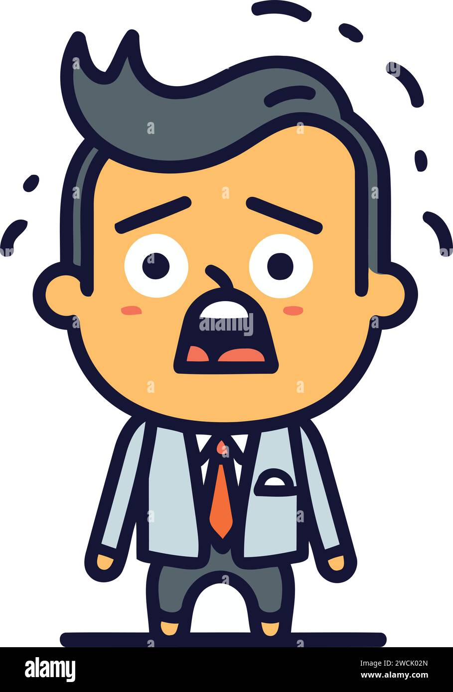 Angry businessman cartoon character. Vector illustration in thin line ...