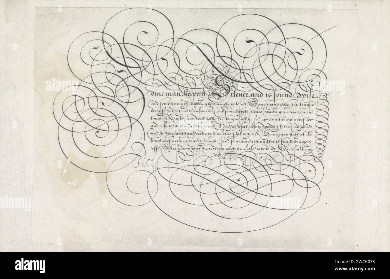 Design of a writing example: Some man Keepeth Silence (...), 1605 ...