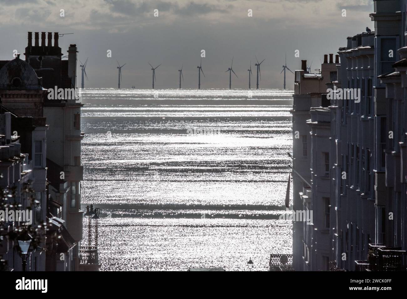 Brighton, January 16th 2024: The Rampion Wind Farm seen from the ...