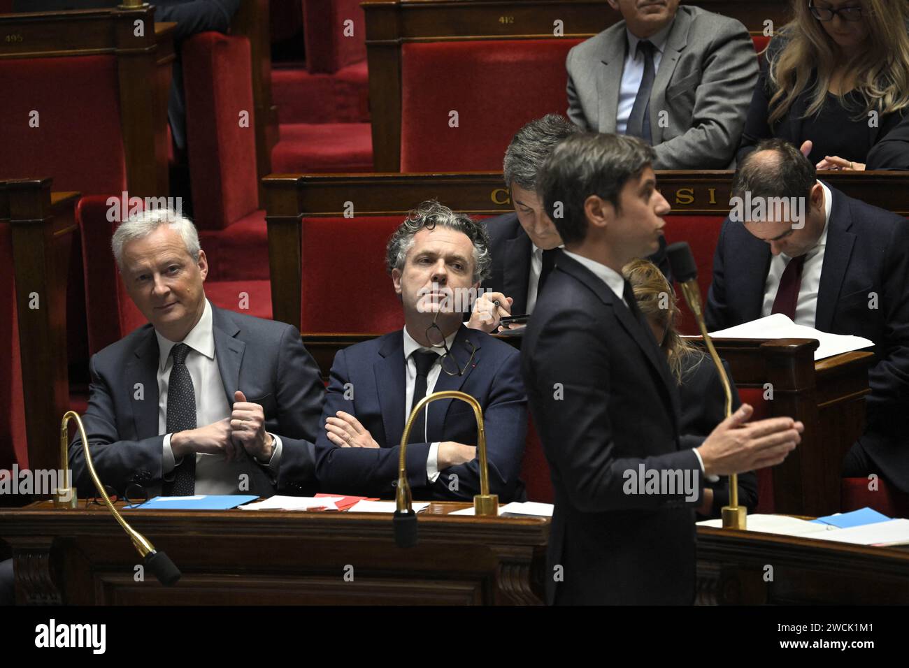 Paris, France. 16th Jan, 2024. Prime Minister Gabriel Attal during a ...