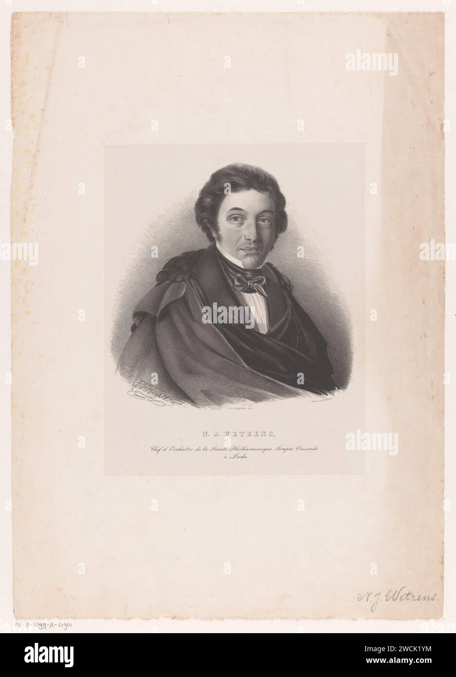 Portrait of N.J. Wetrens, Prosper Ferdinand Heyse, After P. van ...