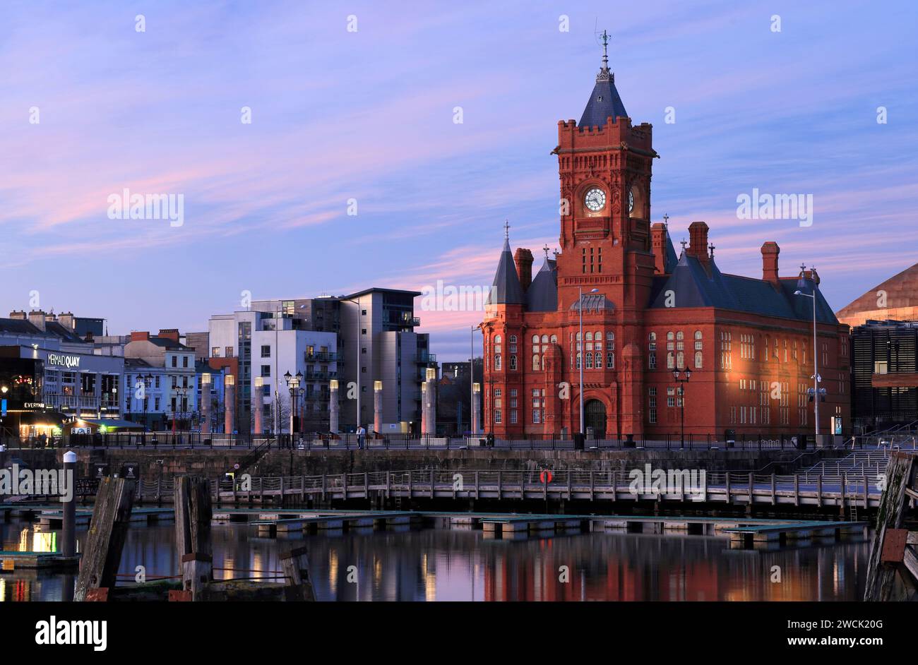 Victorian Pierhead Building at night, Cardiff Bay, Cardiff, Wales, UK ...