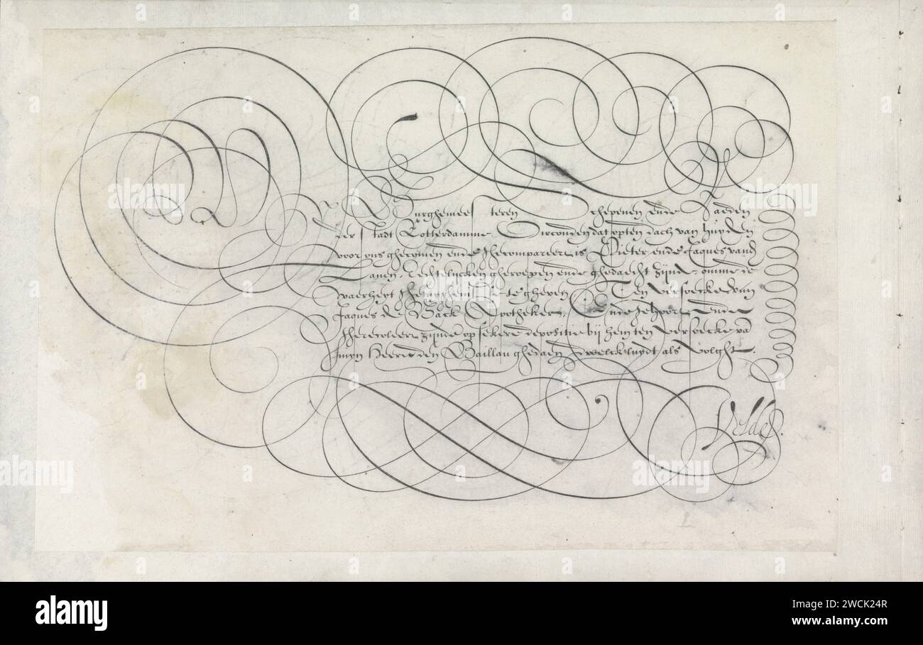 Design of a writing example: The Burye Gesteren (...), 1605 drawing ...