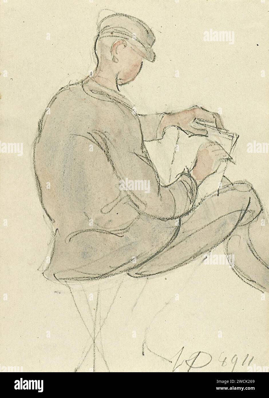 A Man with a Cap Drawing by Theo van Doesburg Stock Photo - Alamy