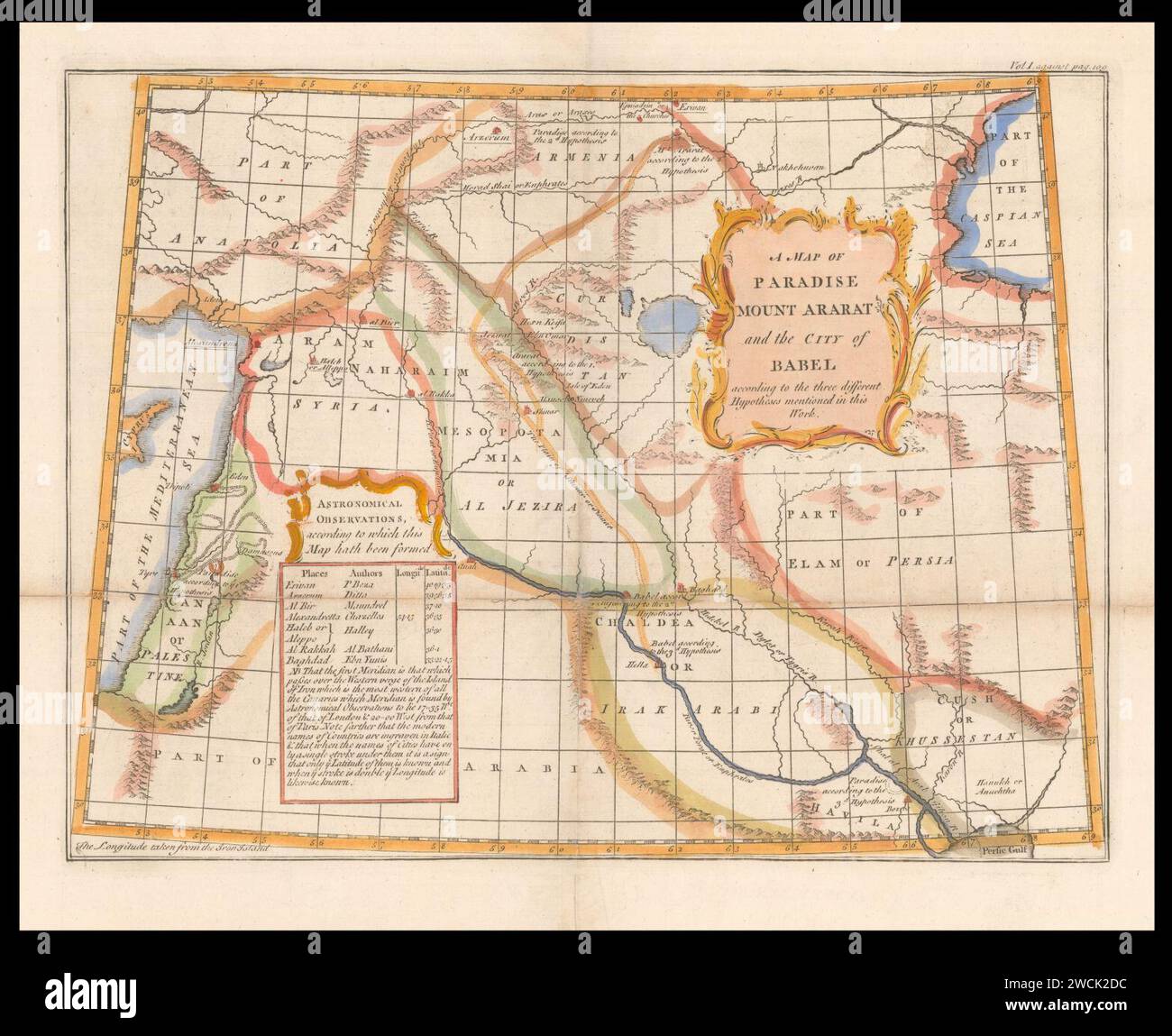 A map of Paradise mount Ararat and the city of Babel.according to the ...