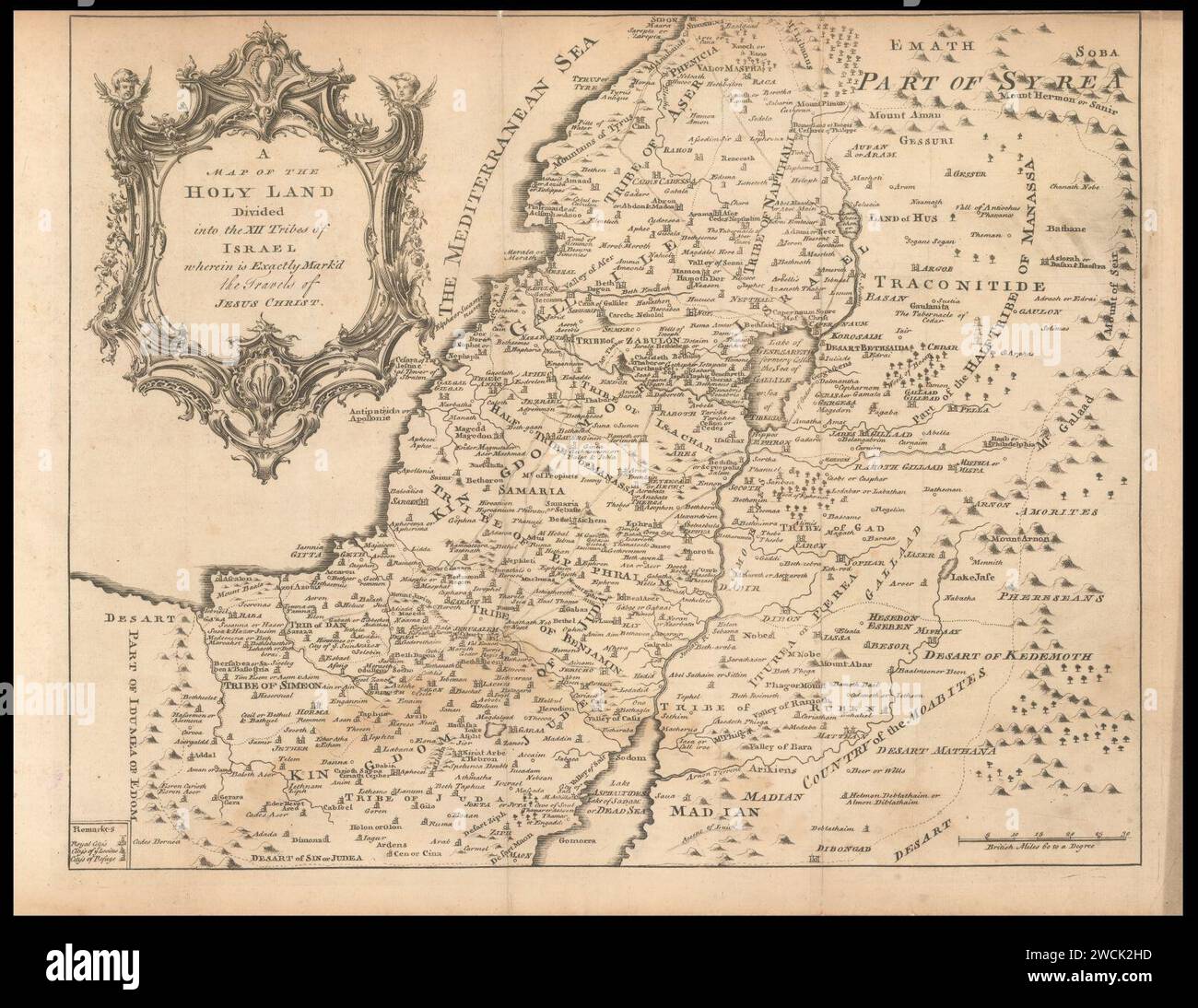 A map of the Holy Land divided into the XII Tribes of Israel wherein is ...