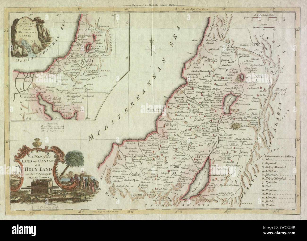 A map of the Land of Canaan or Holy Land as divided among the Twelve ...