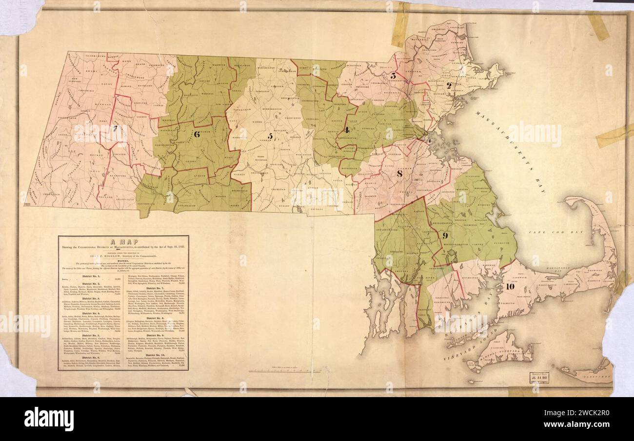 A map showing the Congressional districts of Massachusetts as ...