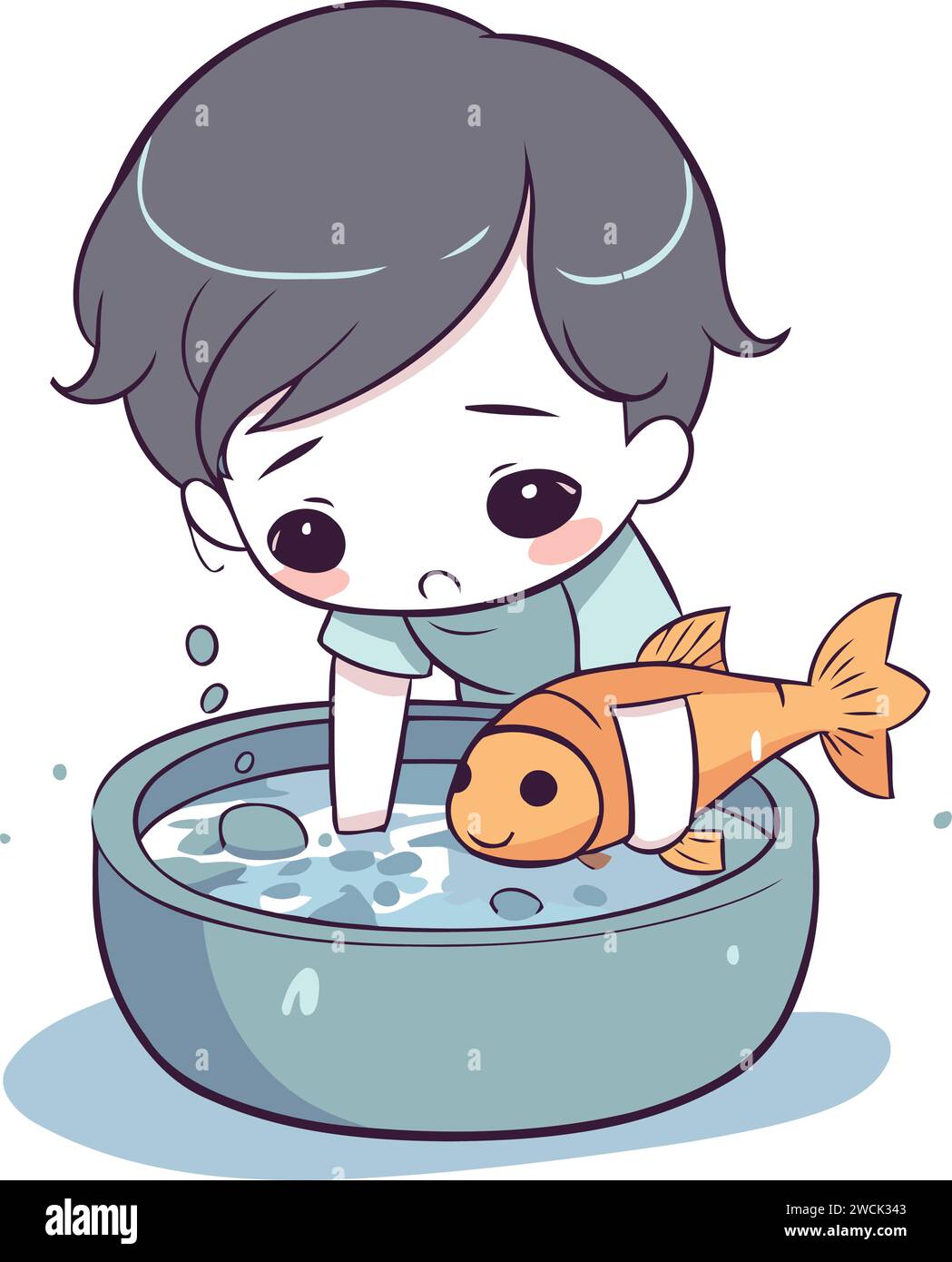 Baby in basin Stock Vector Images - Alamy