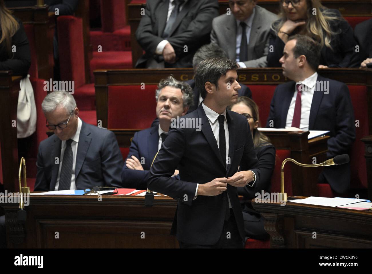French Prime Minister Gabriel Attal during a session of first questions ...