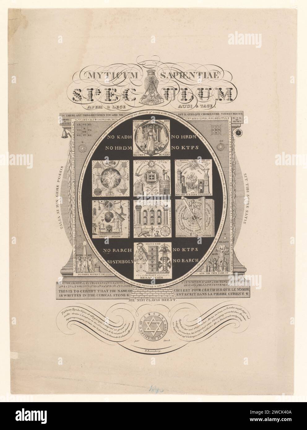 Symbols of the Freemasons, D. Rosenberg, 1813 print Eight square ...