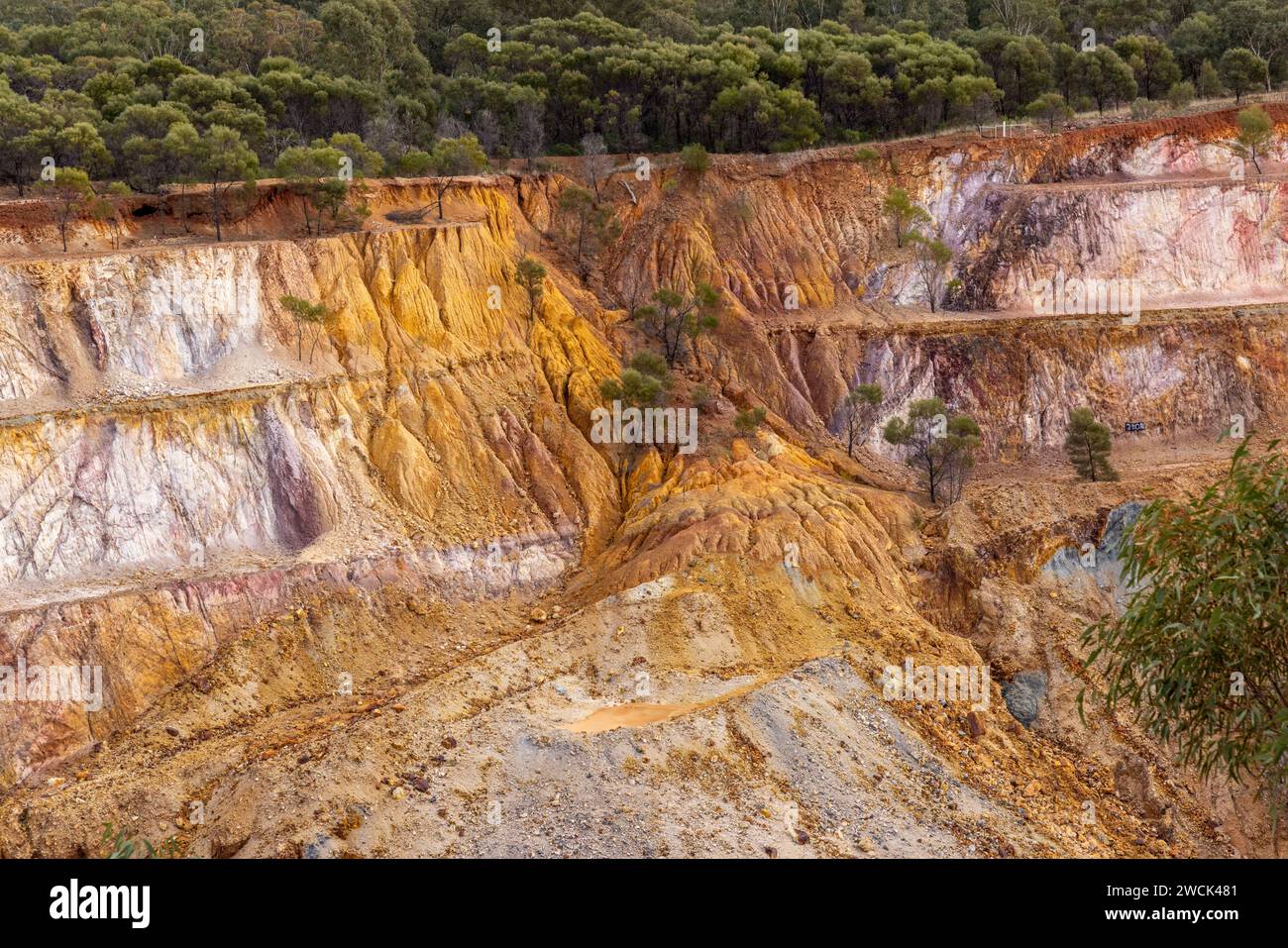 View across Peak Hill Open Cut Mine an old gold mine site. Parkes Shire ...