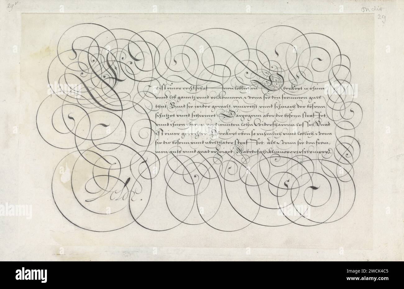 Design of a writing example: es ist (...), 1605 drawing Calligraphic ...