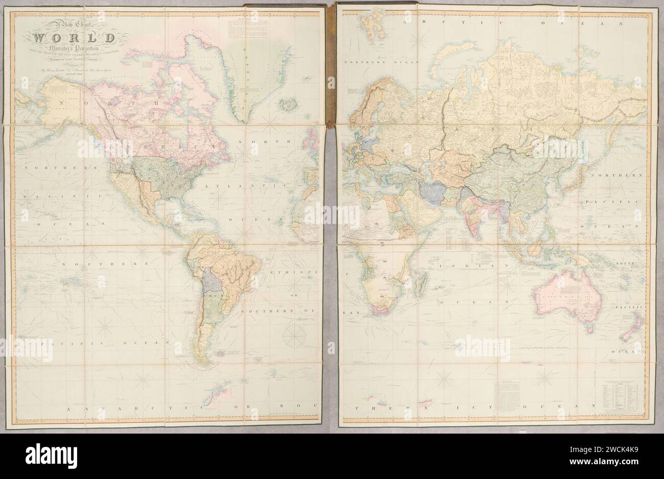A New Chart of the World On Mercator's Projection with the Tracks of the Most Celebrated ...