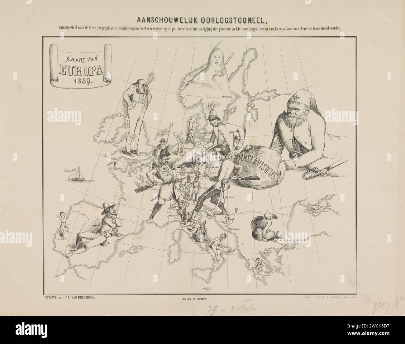 Visual warstone / map of Europe in 1859, Anonymous, 1859 print Map of ...