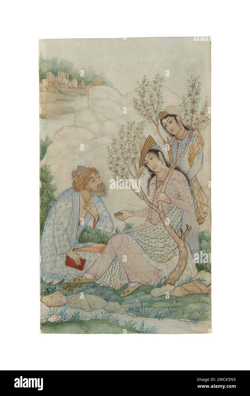 A Persian beauty offers a cup to a Shaykh, signed Hossein Behzad (1894 ...