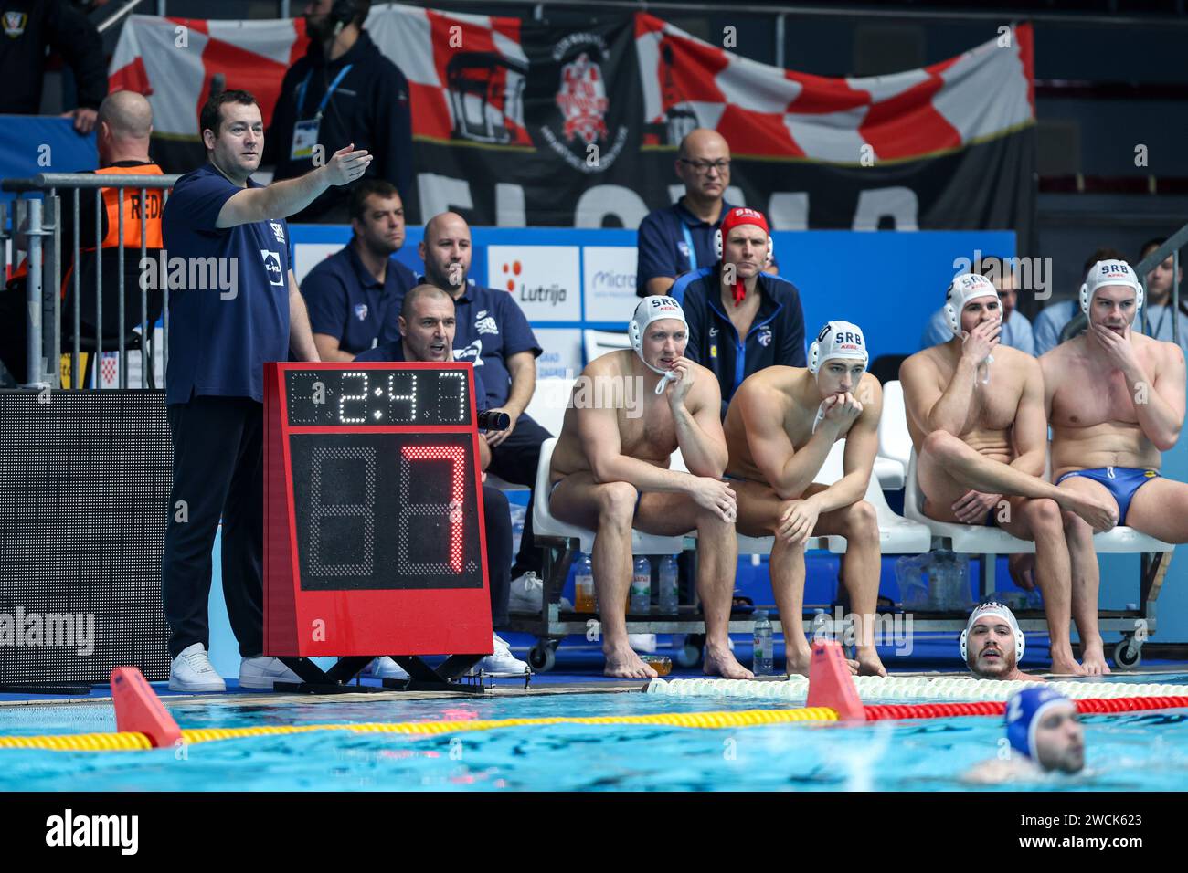 Zagreb, Croatia. 16th Jan, 2024. Head Coach of Serbia Uros Stevanovic ...