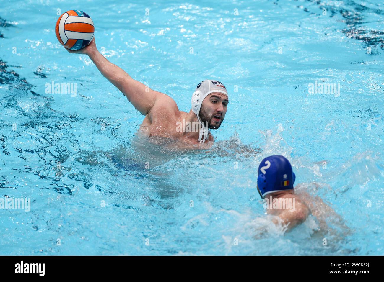 Zagreb, Croatia. 16th Jan, 2024. Marko Radulovic of Serbia and David ...