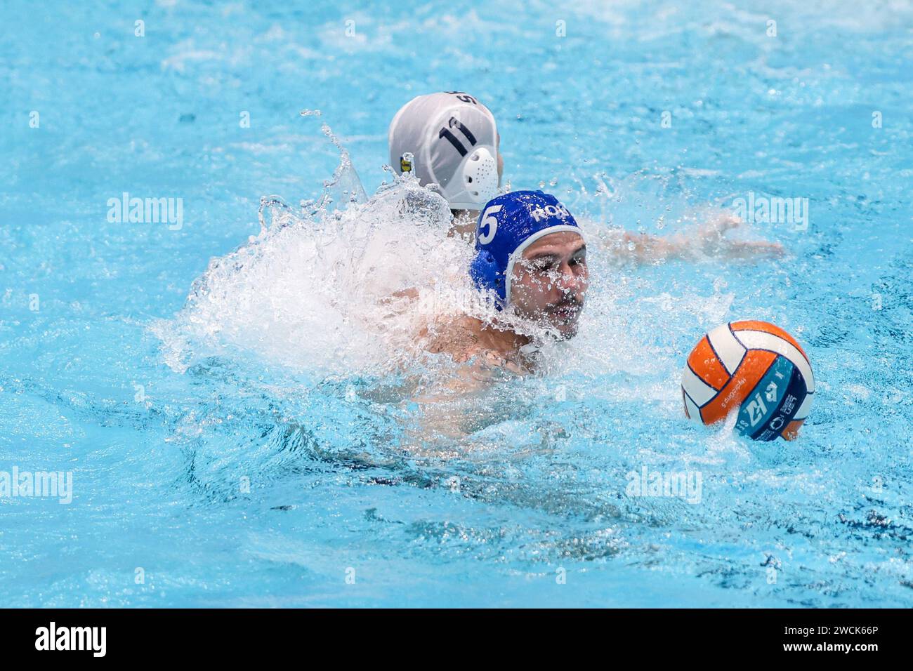 Zagreb, Croatia. 16th Jan, 2024. Nikola Lukic of Serbia and Ionut ...