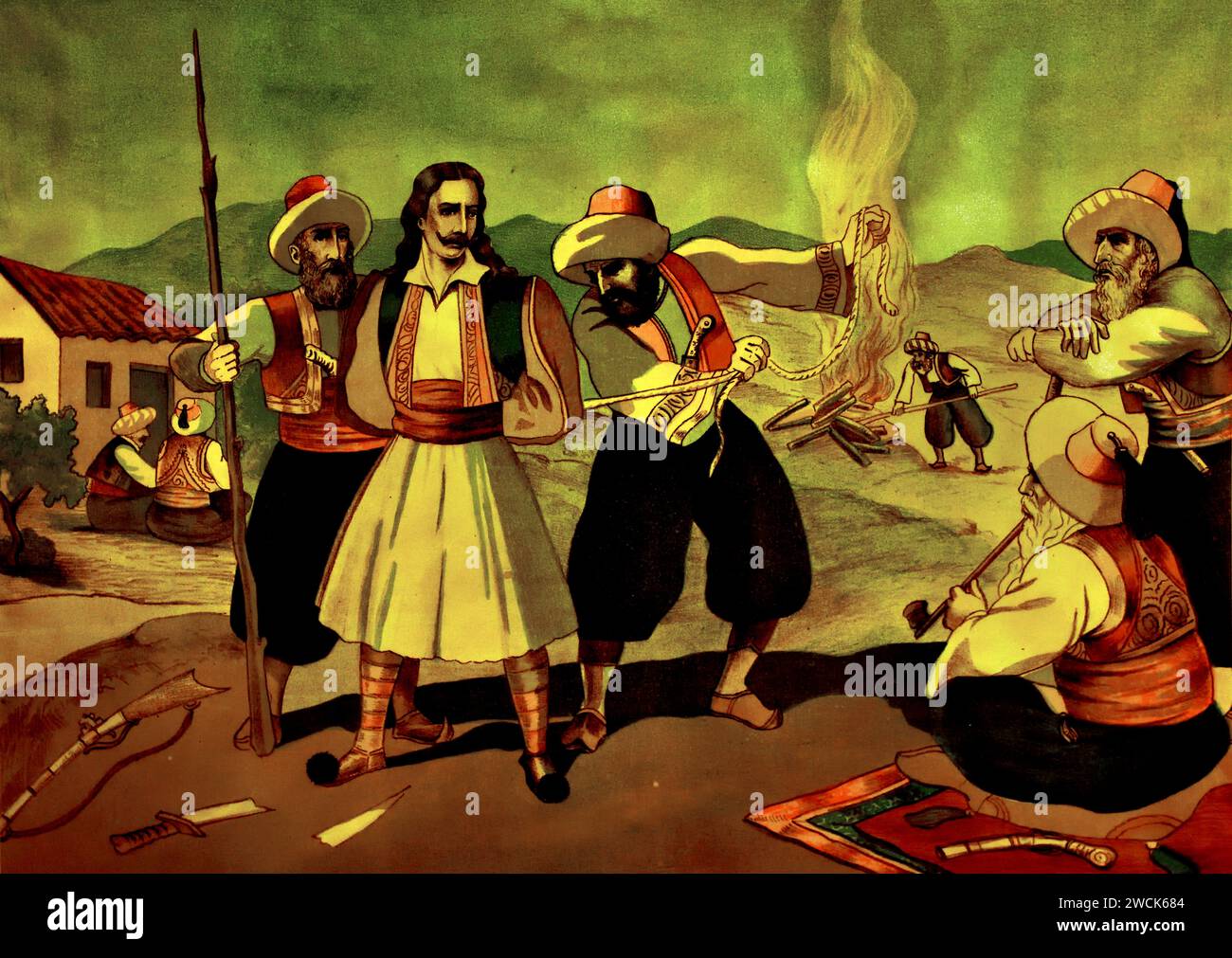 The hero of the Hellenic Revolution of 1821 Athanasios Diakos ( His capture at the Bridge of ...