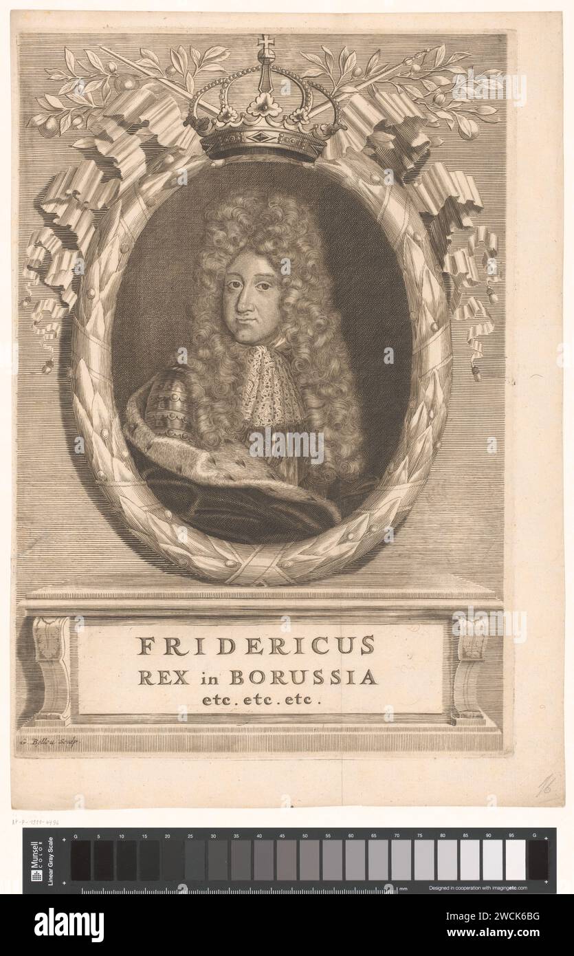 Portret van Frederik I van Pruisen, G. Bellou, 1701 - 1800 print France ...