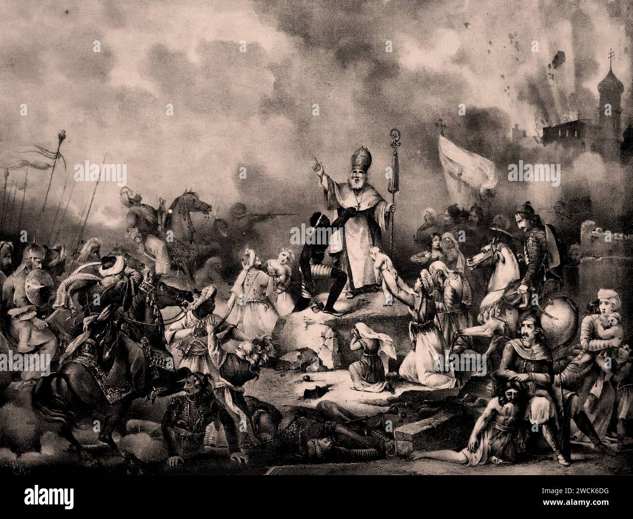 Bishop of Mesologgi blesses the combatant's painter Lazarus Sohos Greek ...