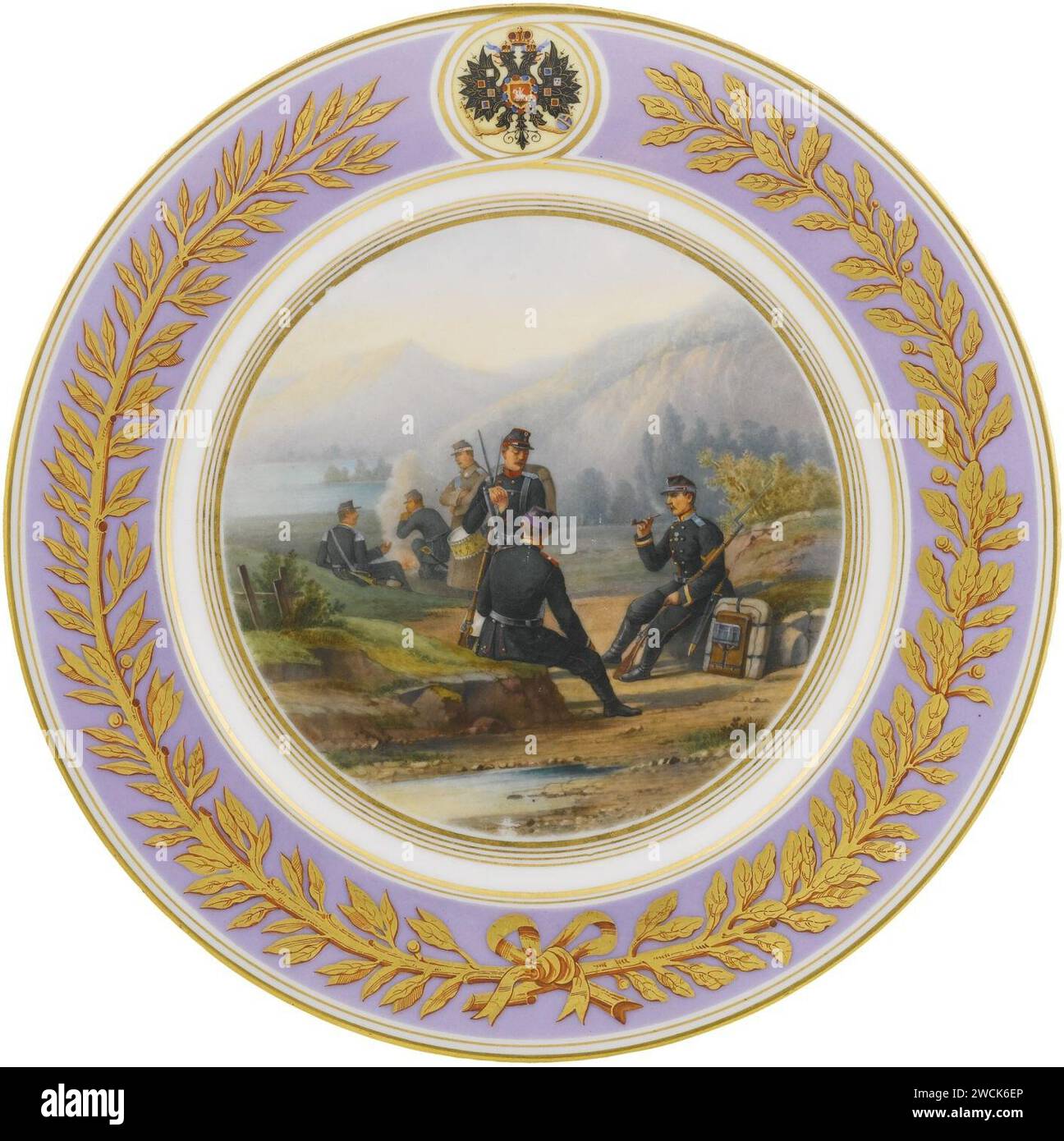 A porcelain plate from a military service, Imperial Porcelain ...