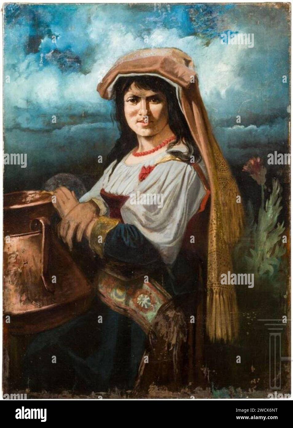 A portrait of an Italian peasant girl - Attribuited to Hugh Frazer ...